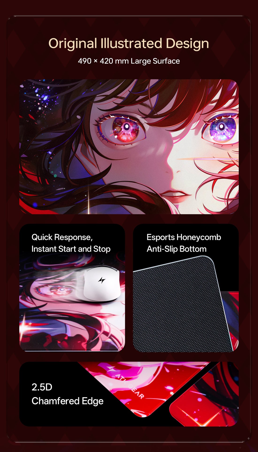 Tempered Glass Mouse Pad | Micro-Etched Anti-Slip 490x420mm – ATK ...